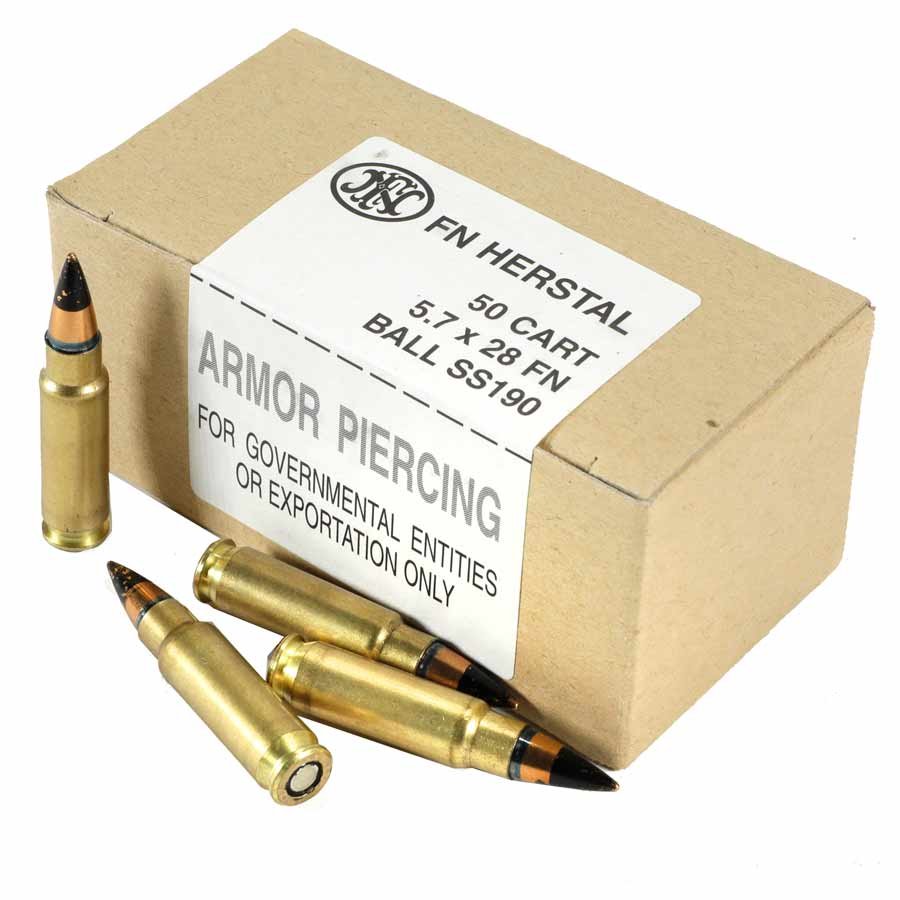 RTG Parts FN 5.7X28MM SS190 AP Ammo, 31gr Black Tip, Armor Piercing ...