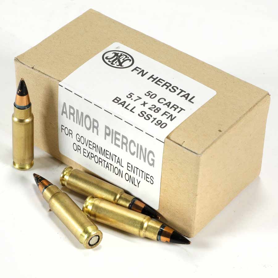 RTG Parts FN 5.7X28MM SS190 AP Ammo, 31gr Black Tip, Armor Piercing ...